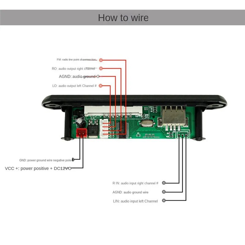 USB MP3-модуль Bluetooth 12 В WMA-декодер Плата Аудио аудиоплата MP3-декодер — фото 1