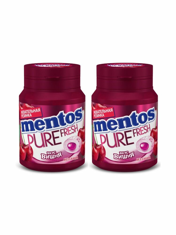 Mentos Жевательная резинка вишня, 54 г, 2 шт