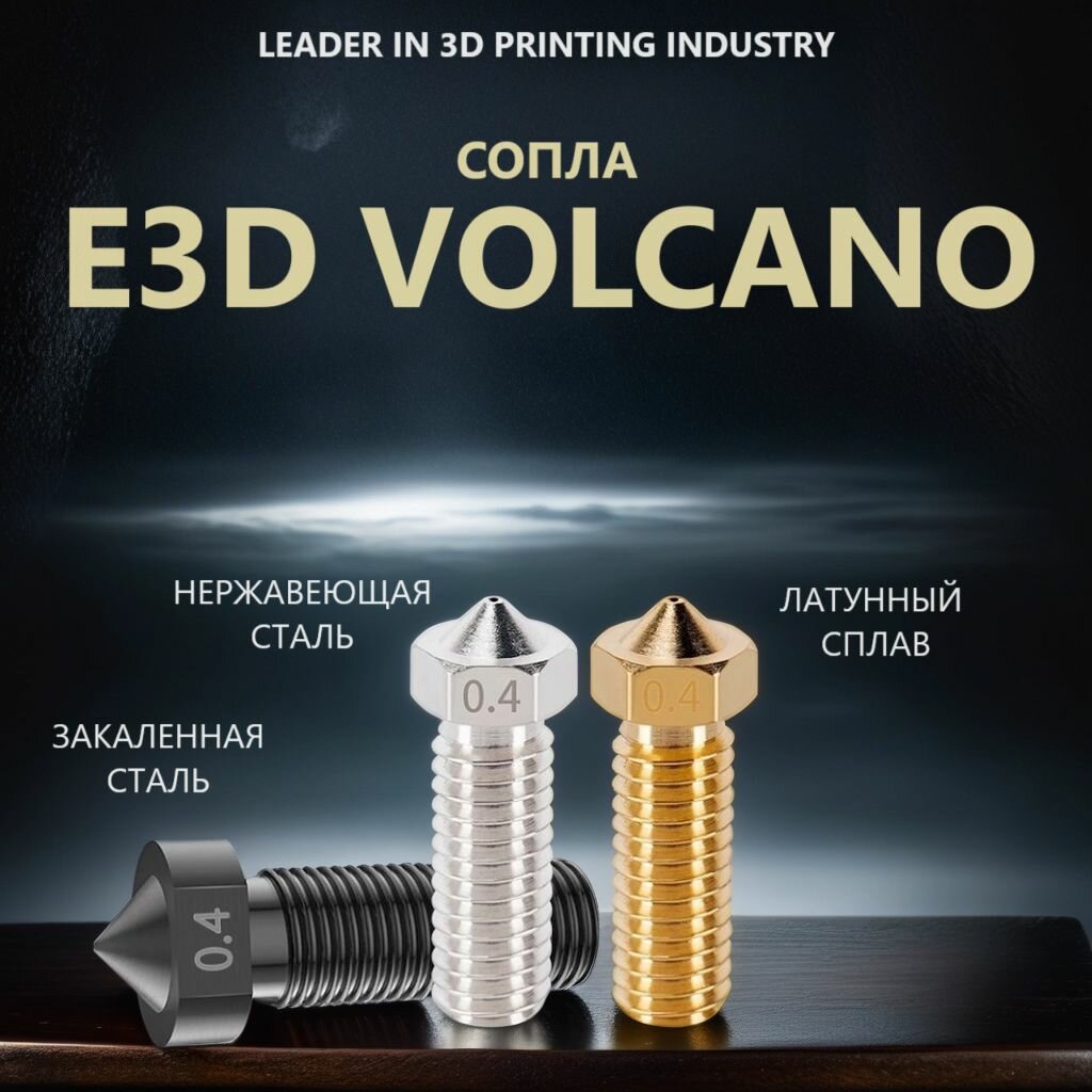 Сопло латунное E3D Volcano для 3D принтера 0.4 мм