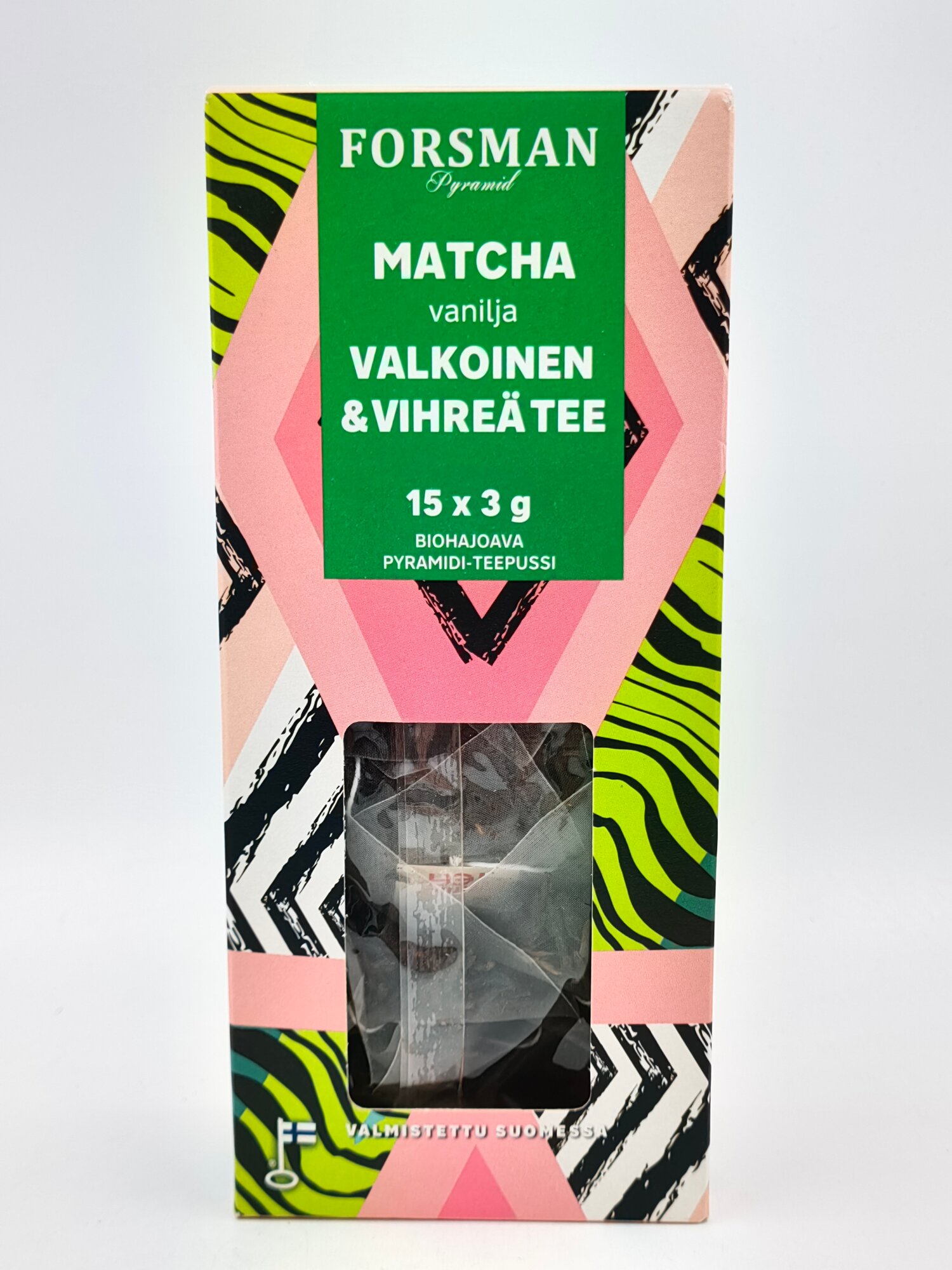 Чай белый и зеленый в пирамидках FORSMAN Matcha Vanilia (15 пакетиков х3 г) 45 г (из Финляндии)