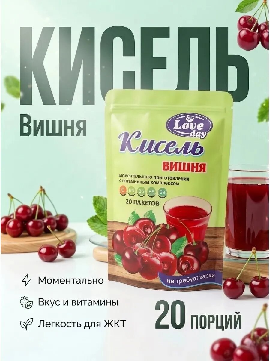 Кисель моментального приготовления Love Day Вишня 30 г * 20 шт