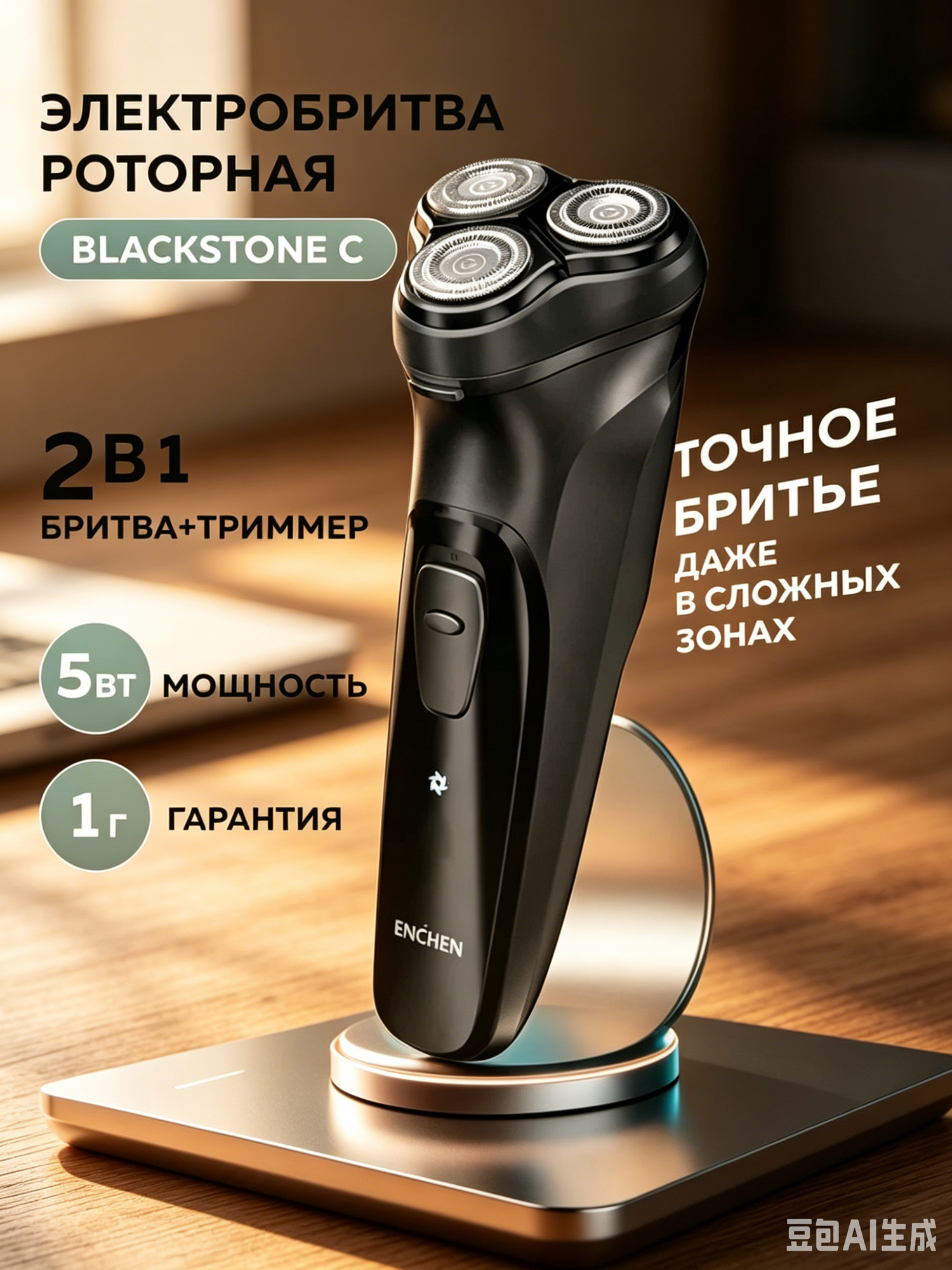 Электробритва для мужчин Enchen BlackStone C 2 в 1, бритва электрическая.