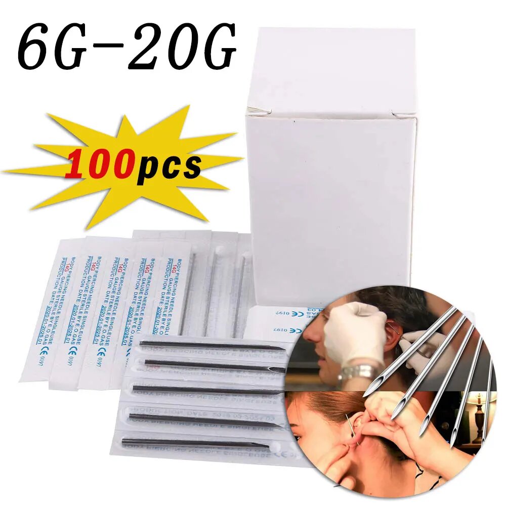 Одноразовые иглы для пирсинга из стали, 20G