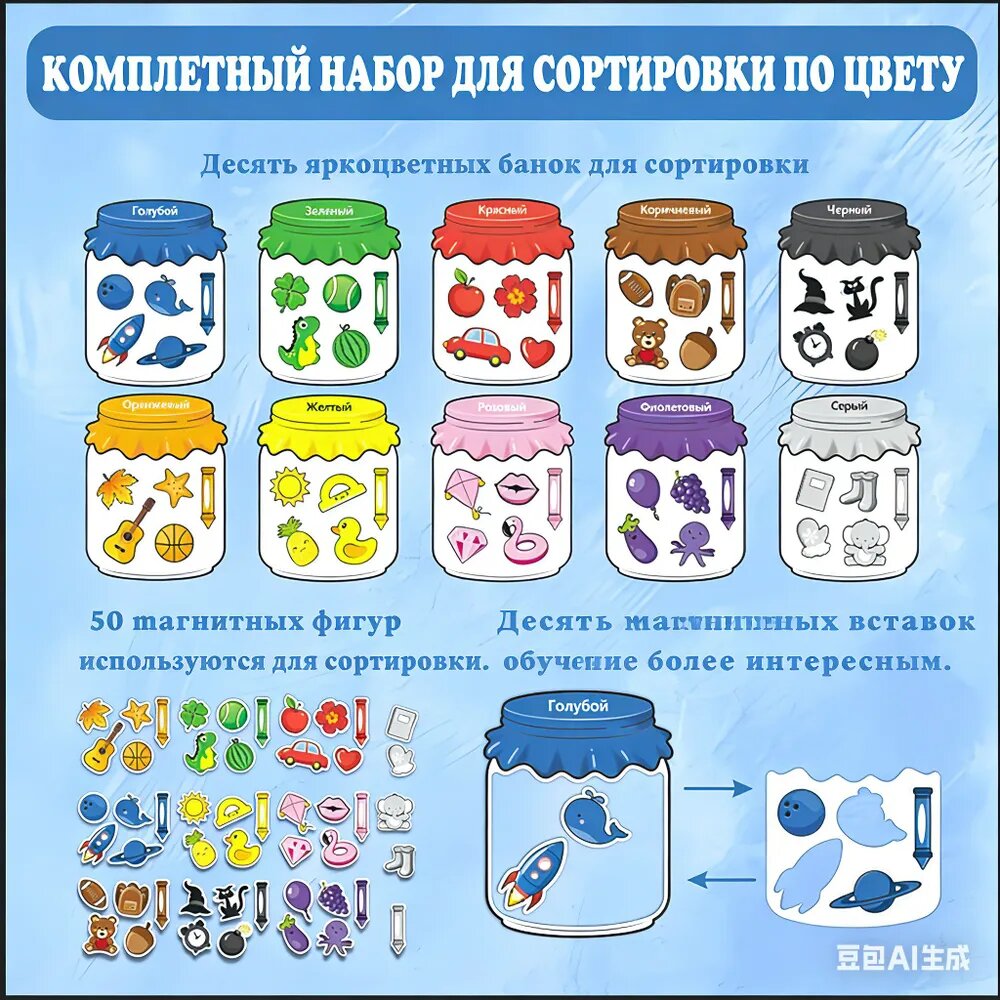 Магнитный сортер банки для детей развивающая игра