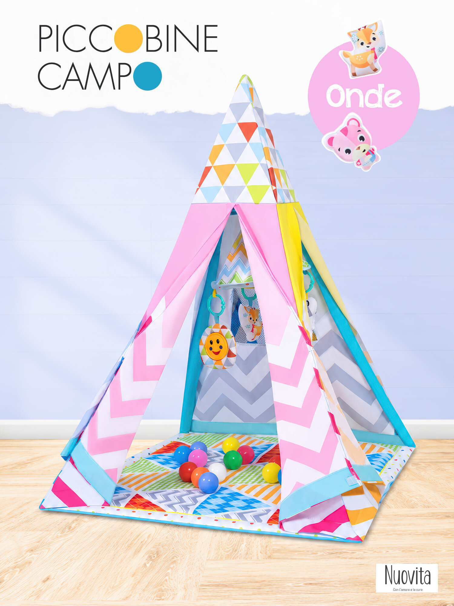 Игровой развивающий коврик-вигвам Nuovita Piccobine Campo (Onde/Волны)