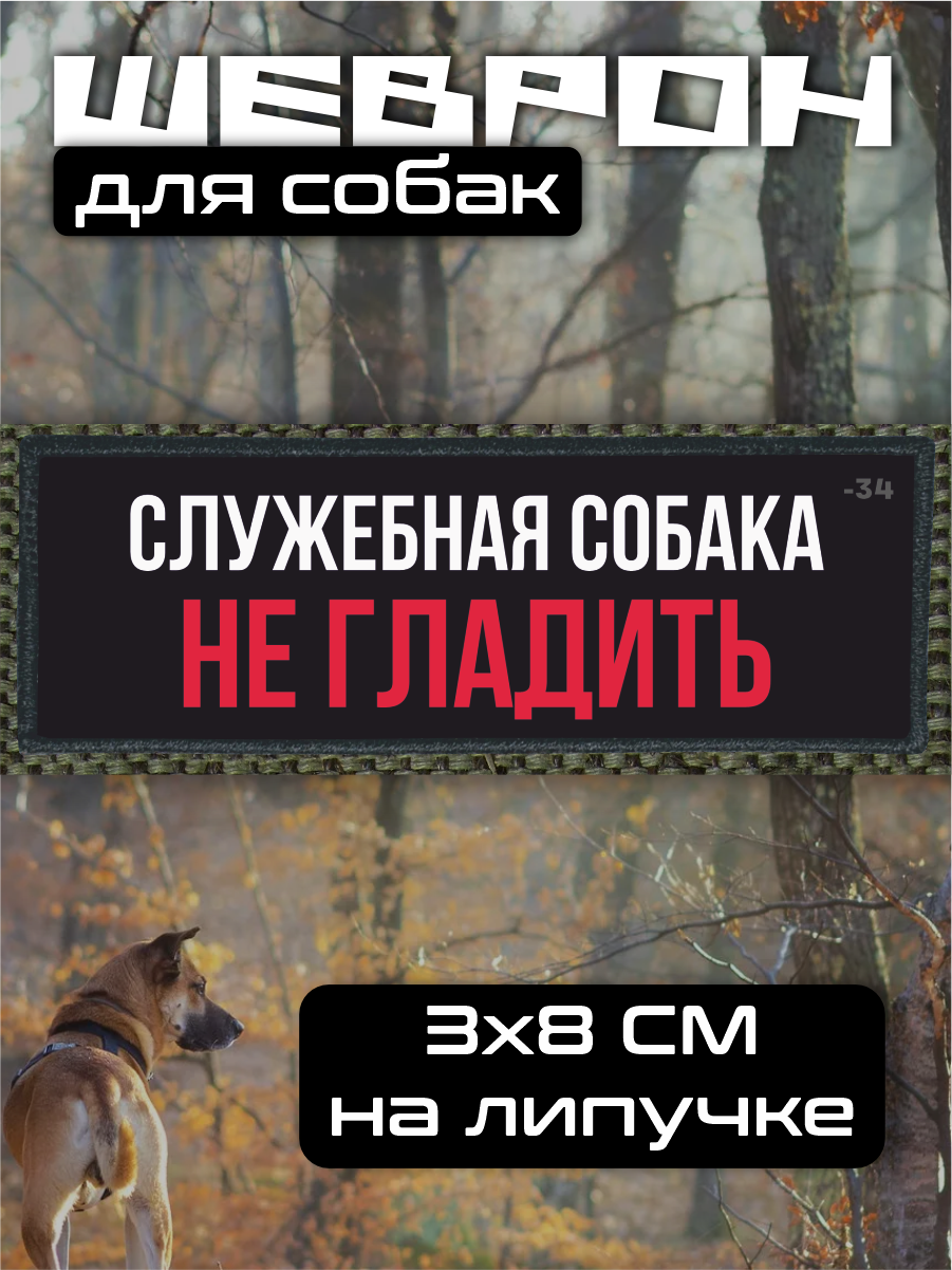 Шеврон на липучке для собак Не гладить служебная собака