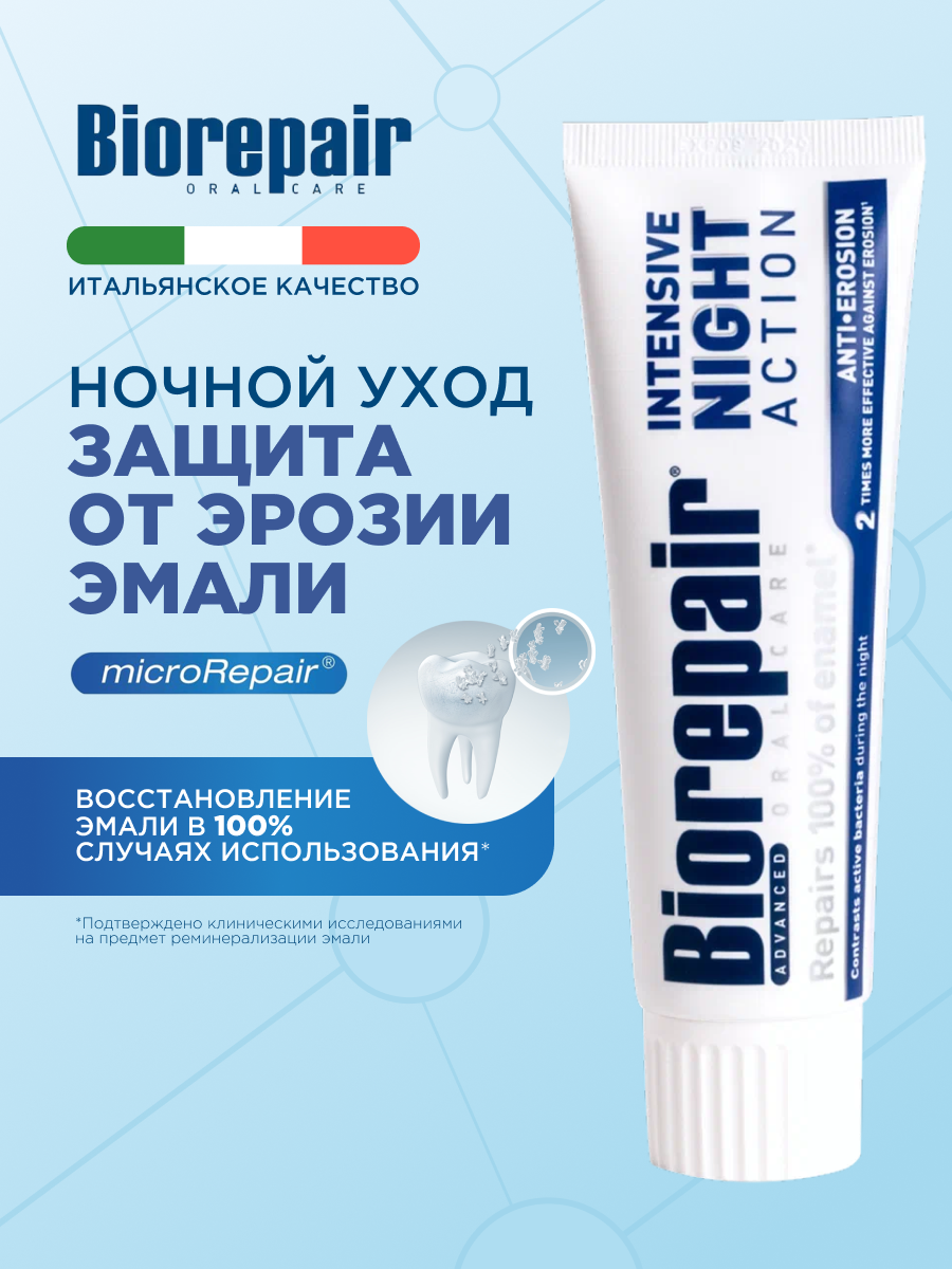 Зубная паста Biorepair Intensive Night Repair ночной уход против эрозии эмали, 75 мл