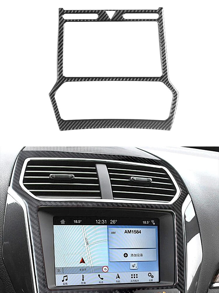 Черные наклейки на детали салона из углеродного волокна для Ford Explorer 2013 2014 2015 2016 2017 2018 2019, аксессуары для салона автомобиля