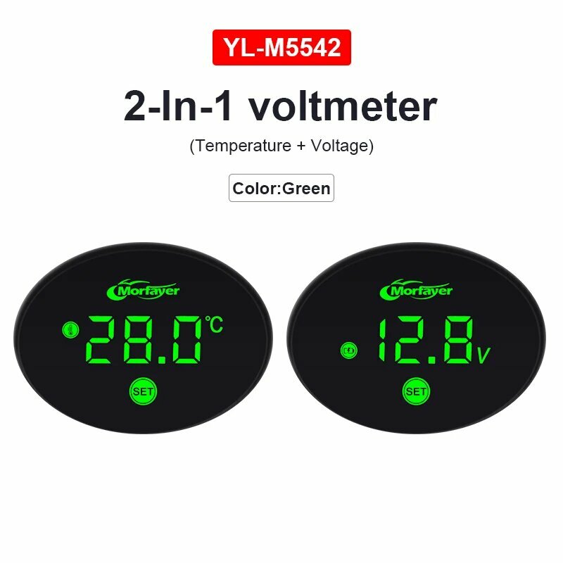 Вольтметр 2-в-1 (Температура + Напряжение) GREEN, YL-M5542