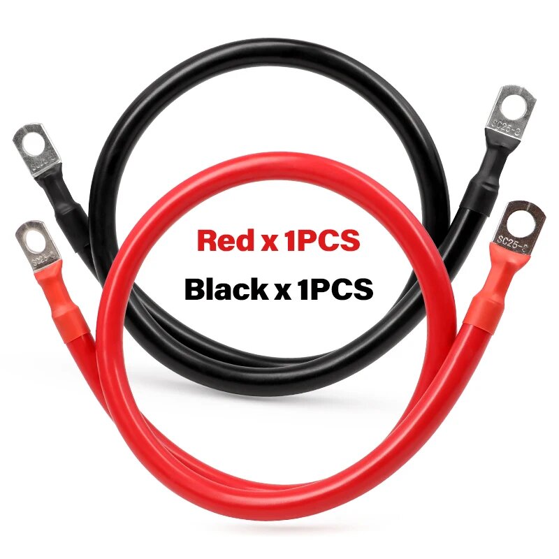 Кабель для инвертора 8-6-4 AWG, 20-100 см, медный, с ПВХ-изоляцией 6 AWG, Blackx1PCS Redx1PCS, 40CM