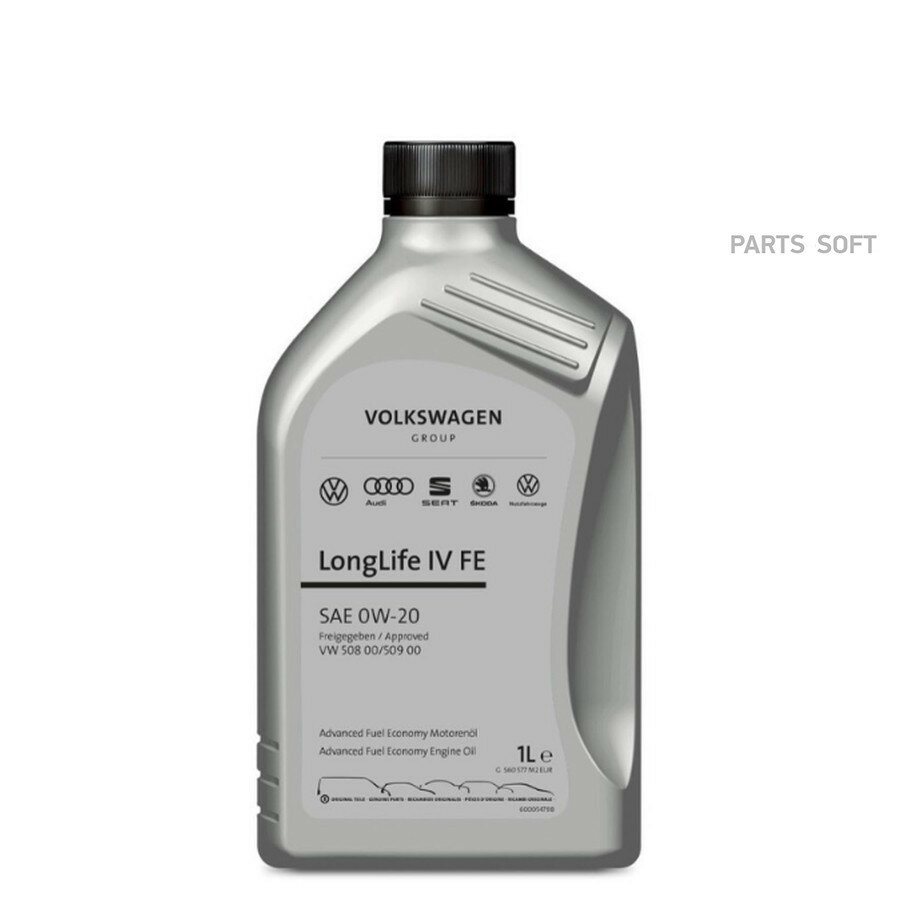 Масло моторное синтетическое VAG Longlife IV FE 0W-20 1 L от официального дистрибьютора, VAG, артикул GS60577M2EUR