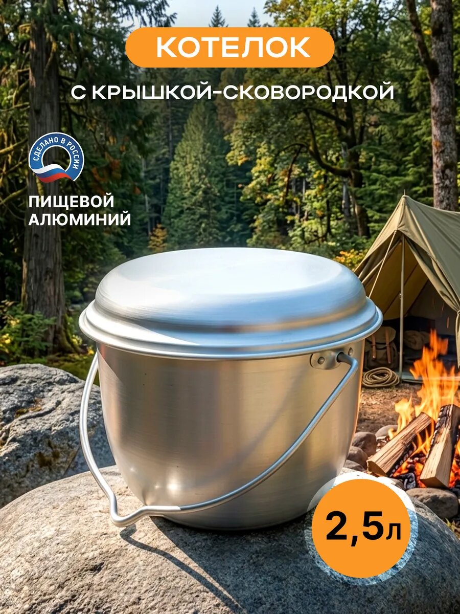 Котелок PROFI HOUSE, пищевой алюминий, серебристый, литой, 2,5л