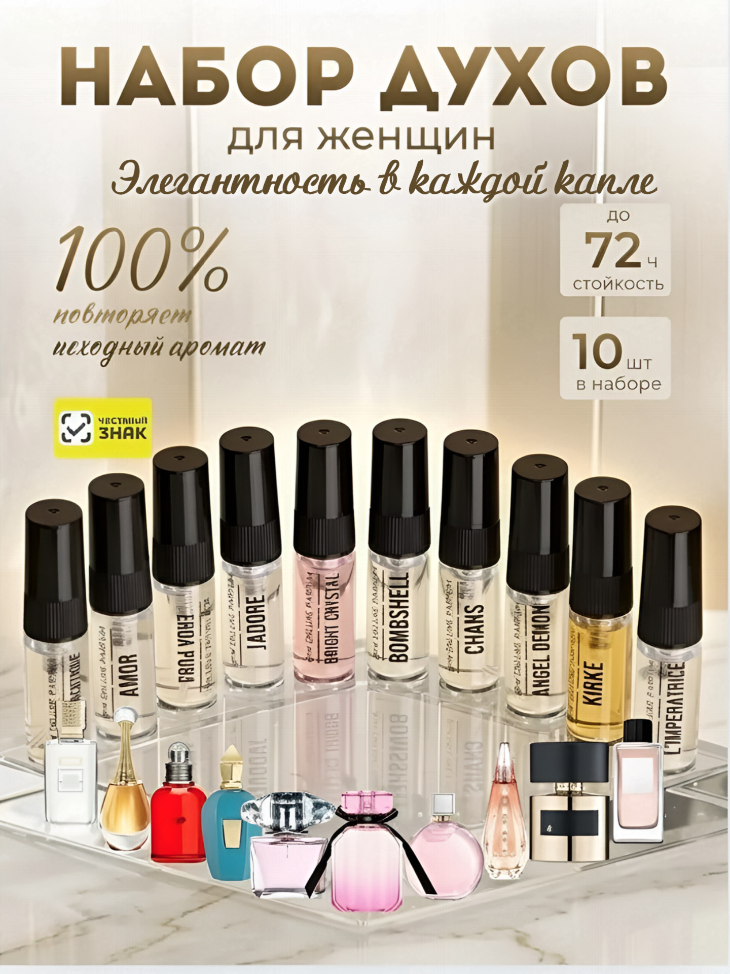 PARFUM DELUXE Духи стойкие подарочный набор женских духов по мотивам известных брендов 10 пробников по 3 мл