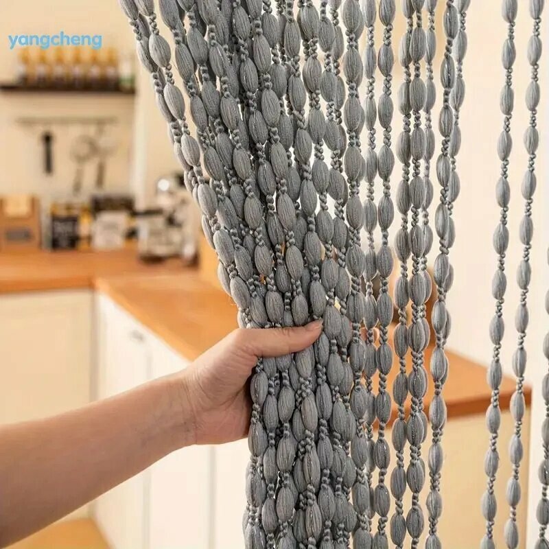 Занавеска на дверь из бусин 100x200 см серый
