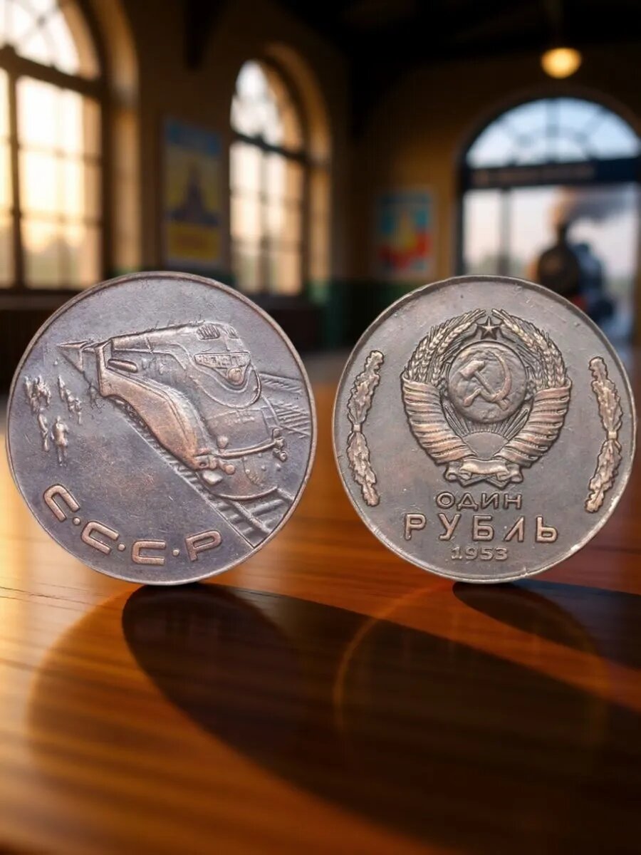 1 рубль 1953 года Локомотив "Иосиф Сталин" Поезд