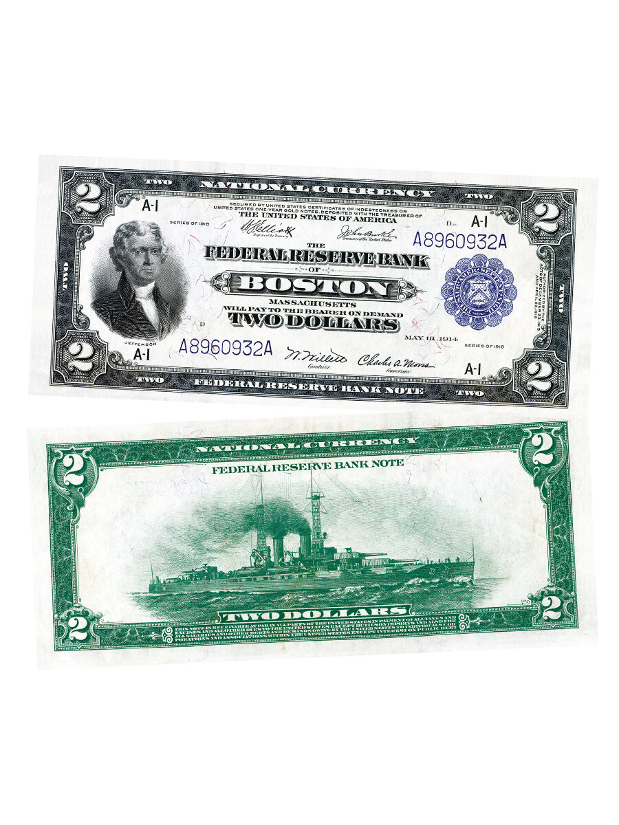 2 доллара 1918 США Бостон, сувенир