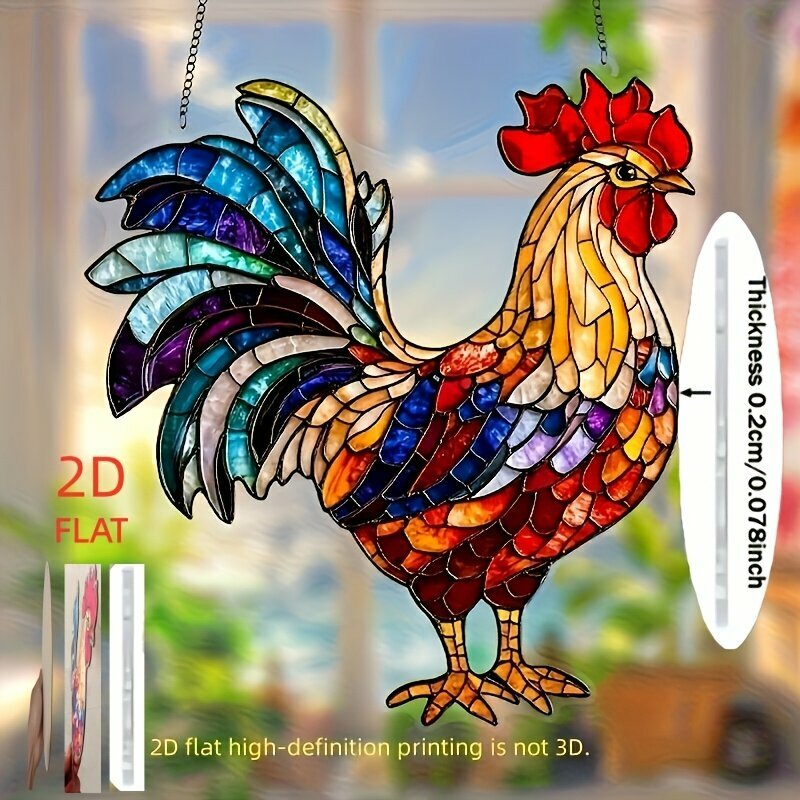2D плоская печать: настенный декор в виде петуха, 7,48 x 7,87 дюйма: украшение для кабинета, декор для дома в деревенском стиле, подарок на день рождения для женщин и мужчин, рождественские и праздничные украшения в стиле фермерского дома.