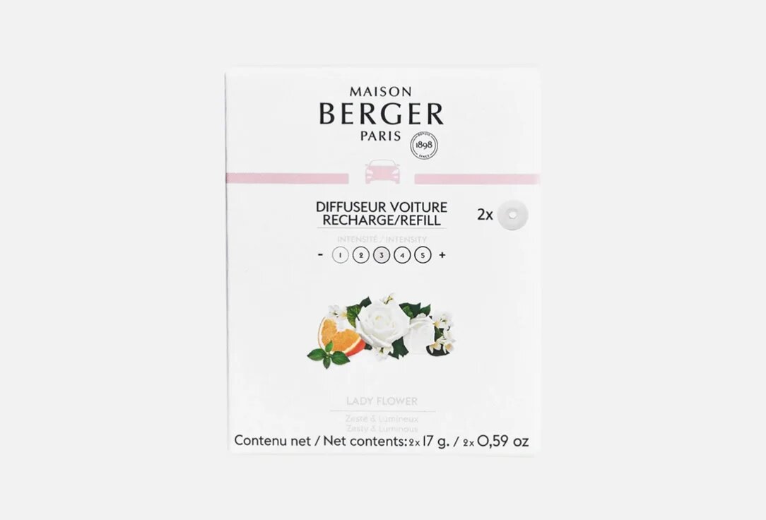 Maison Berger Paris lady flower Сменный блок для автодиффузора 2 шт
