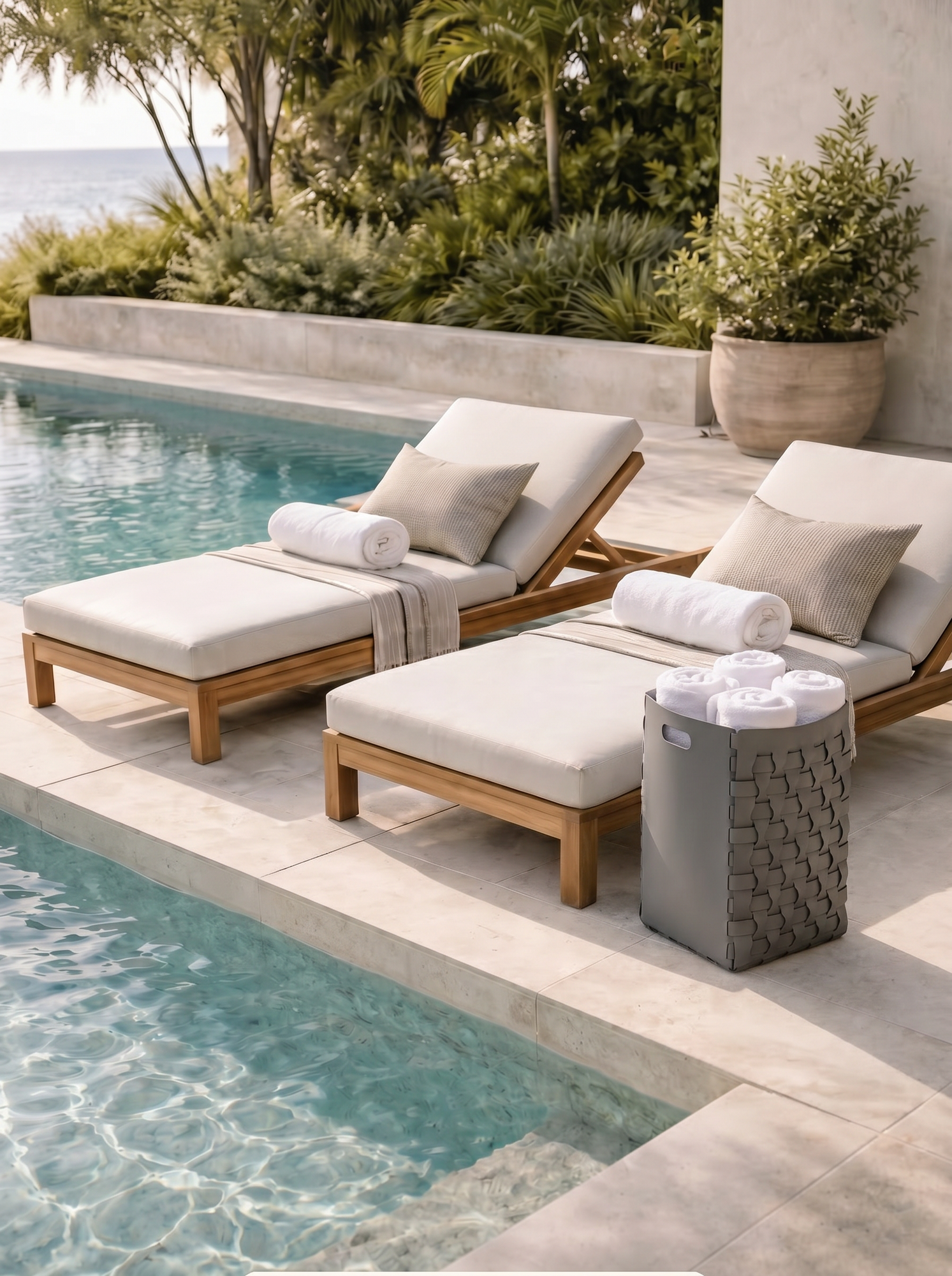 Корзина Dubai 35x35x57 из натуральной кожи, цвет: серый