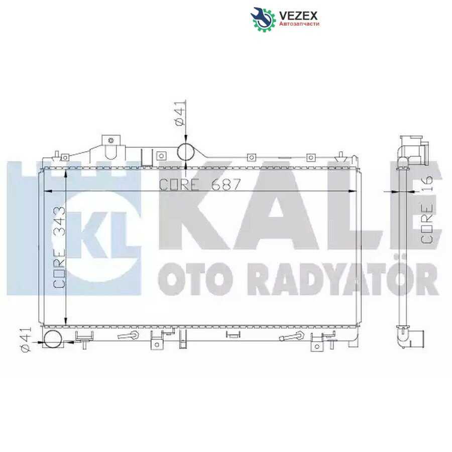 KALE 365000 Радиатор охлаждения для а/м Subaru Forester S12 (08-)/Legacy (03-) 2.0i/2.5i AT паяный