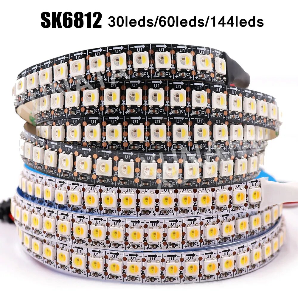 Светодиодная лента XUNATA RGBW RGBCW RGBNW WWA 1м 2м SK6812 WWA, white PCB, 144leds-meter, 1m IP67
