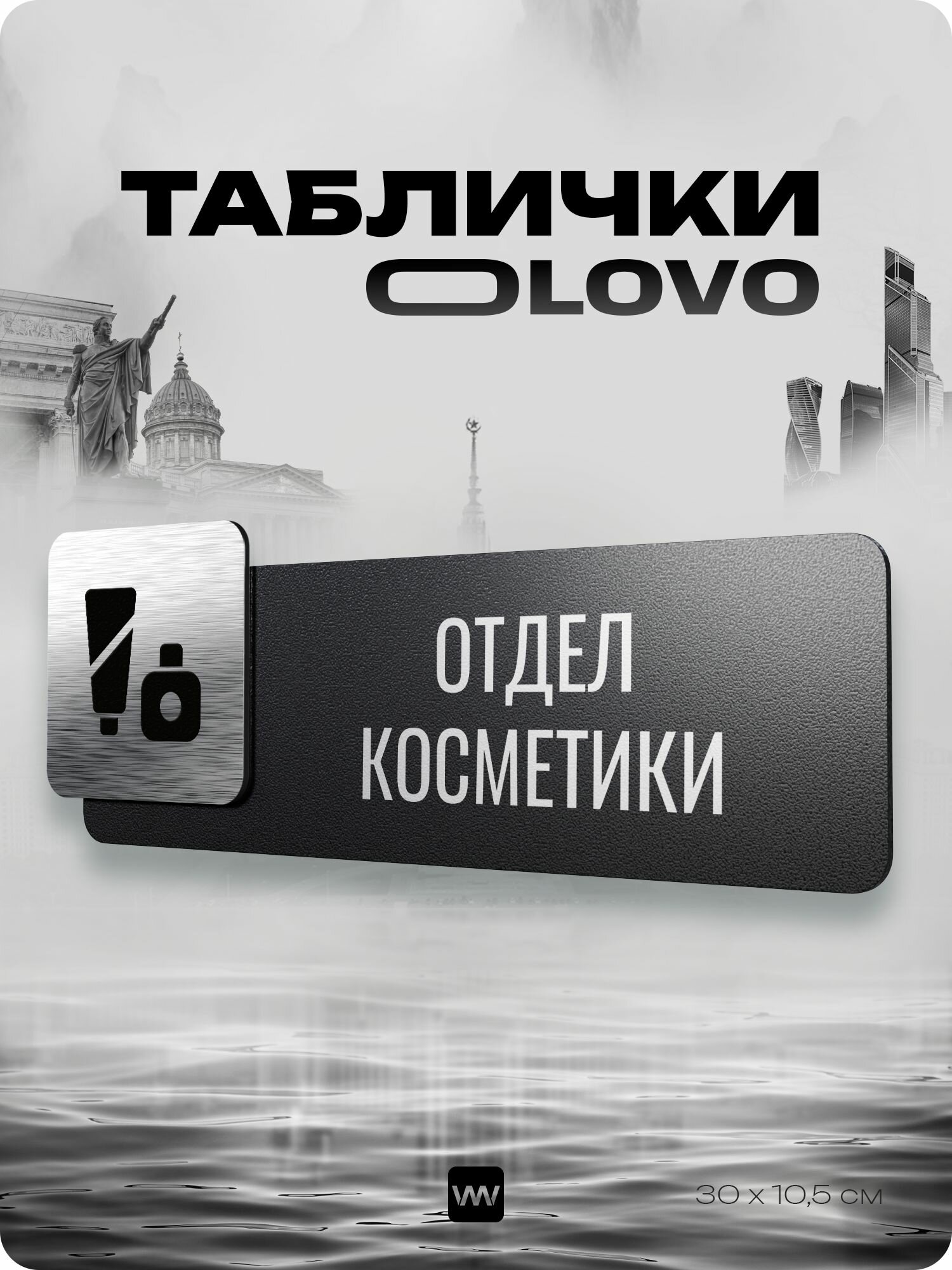 Табличка "Отдел косметики" на дверь, стену, для офиса, общественного места, серия OLOVO/олово SLV, Айдентика Технолоджи