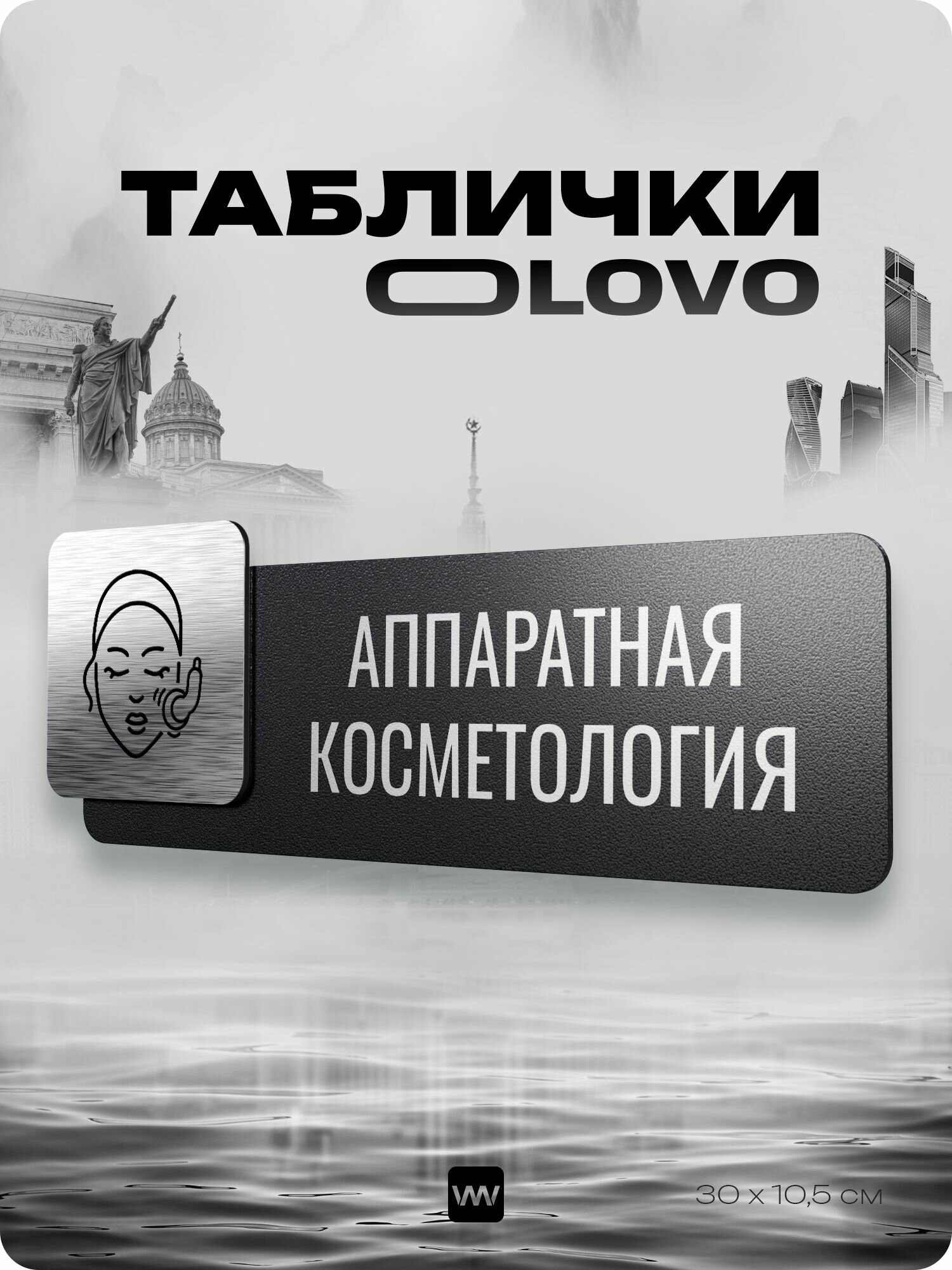 Табличка "Аппаратная косметология" на дверь, стену, для салона красоты, клиники, OLOVO/олово SLV, Айдентика Технолоджи