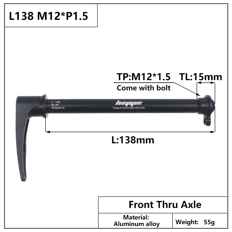 Сквозная ось HEPPE для MTB, L138 M12x1.5, TL15