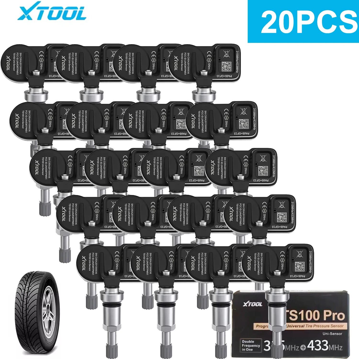XTOOL TS100 PRO Датчики TPMS 20шт 433/315 МГц