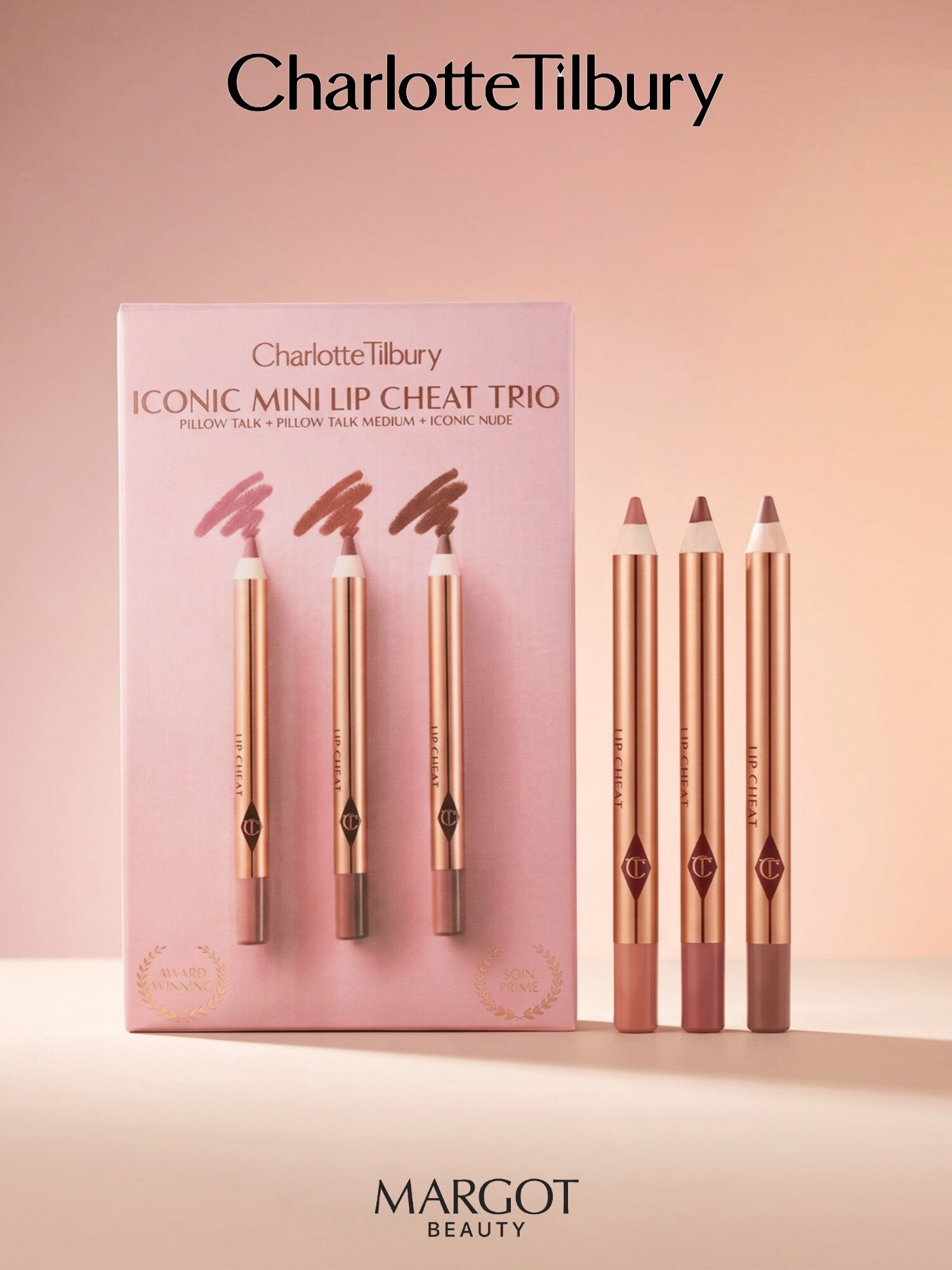 Набор карандашей для губ CHARLOTTE TILBURY Iconic Mini Lip Cheat Trio, 3 цвета, тревел-версия, оригинал