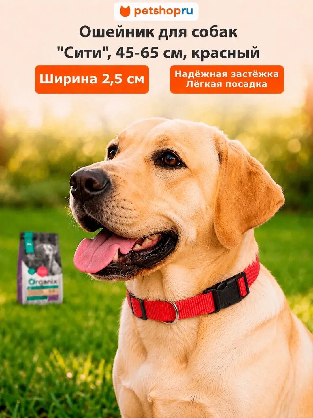 Yami Yami амуниция Ошейник "Сити" для собак, красный, 45-65 см