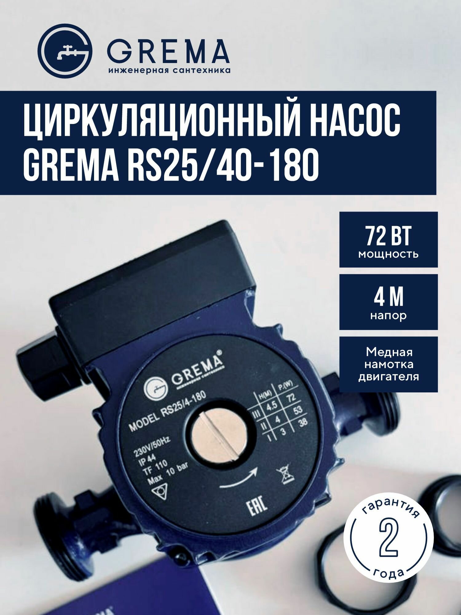 Насос циркуляционный GREMA RS25/40-180