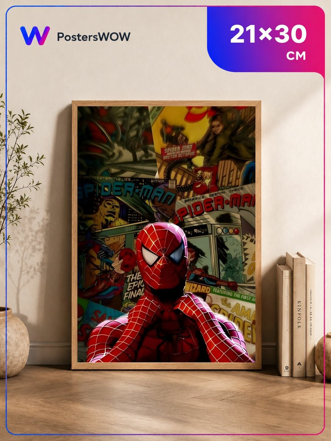 Постер SpiderMan poster 21x30 см на стену, интерьерный плакат без рамки, декор для комнаты, спальни, гостиной, офиса и студии