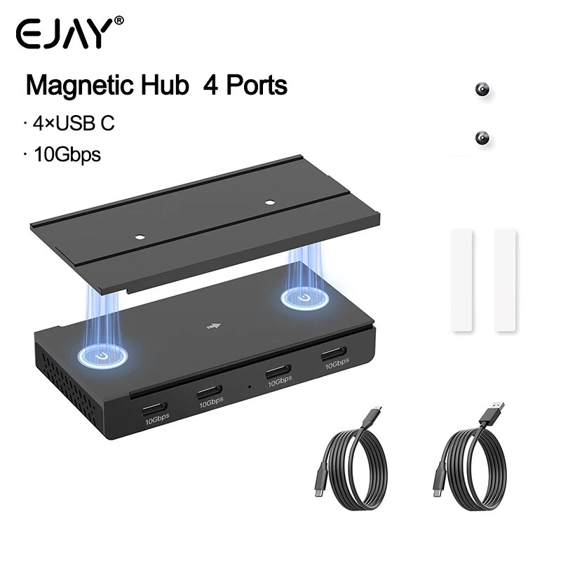 EJAY Магнитный USB-хаб 5/10 Гбит/с 4 USB C 10Gbps BK
