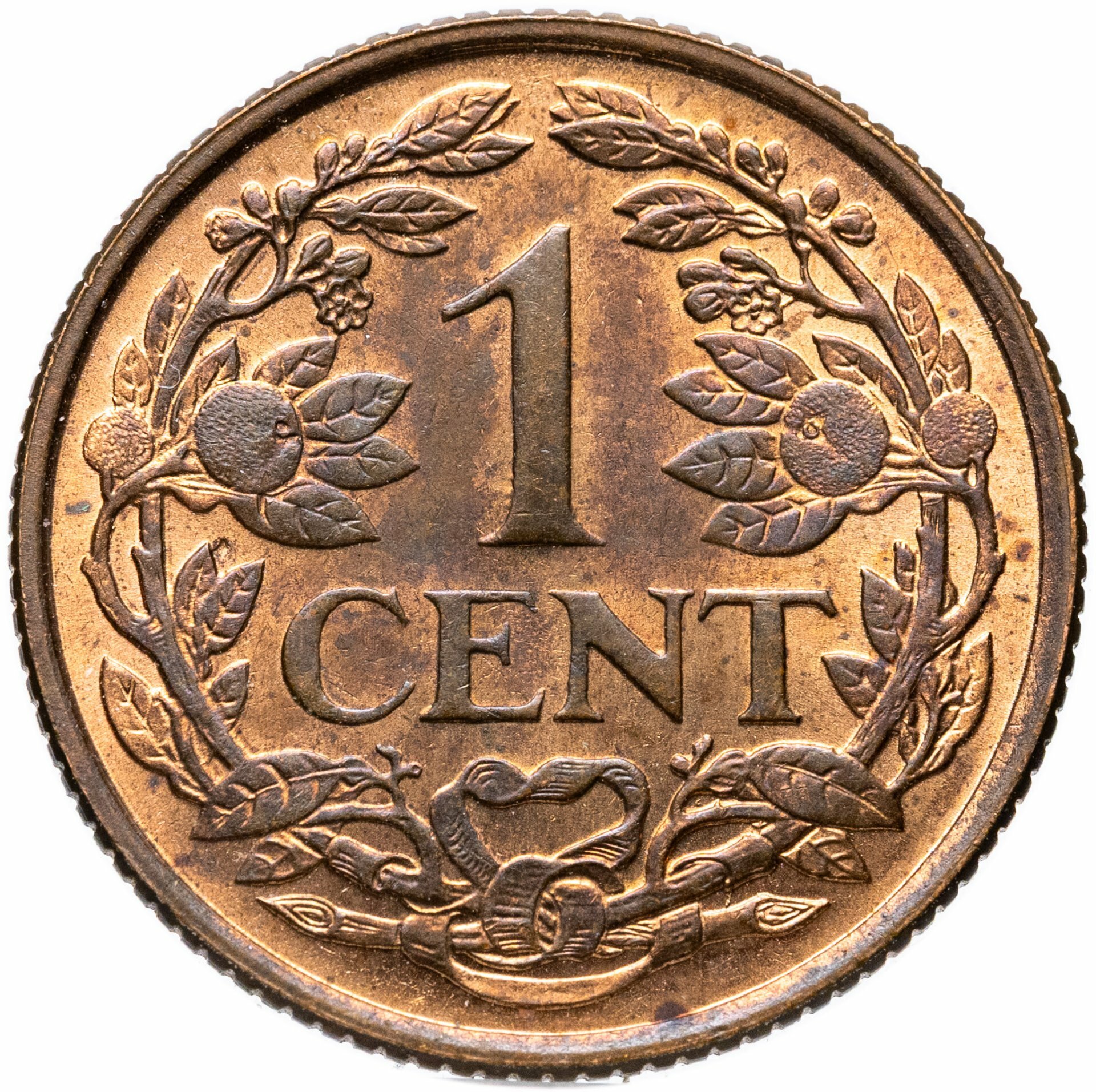 Нидерландские Антильские острова 1 цент cent 1967, Бронза, в сохранности AU-UNC