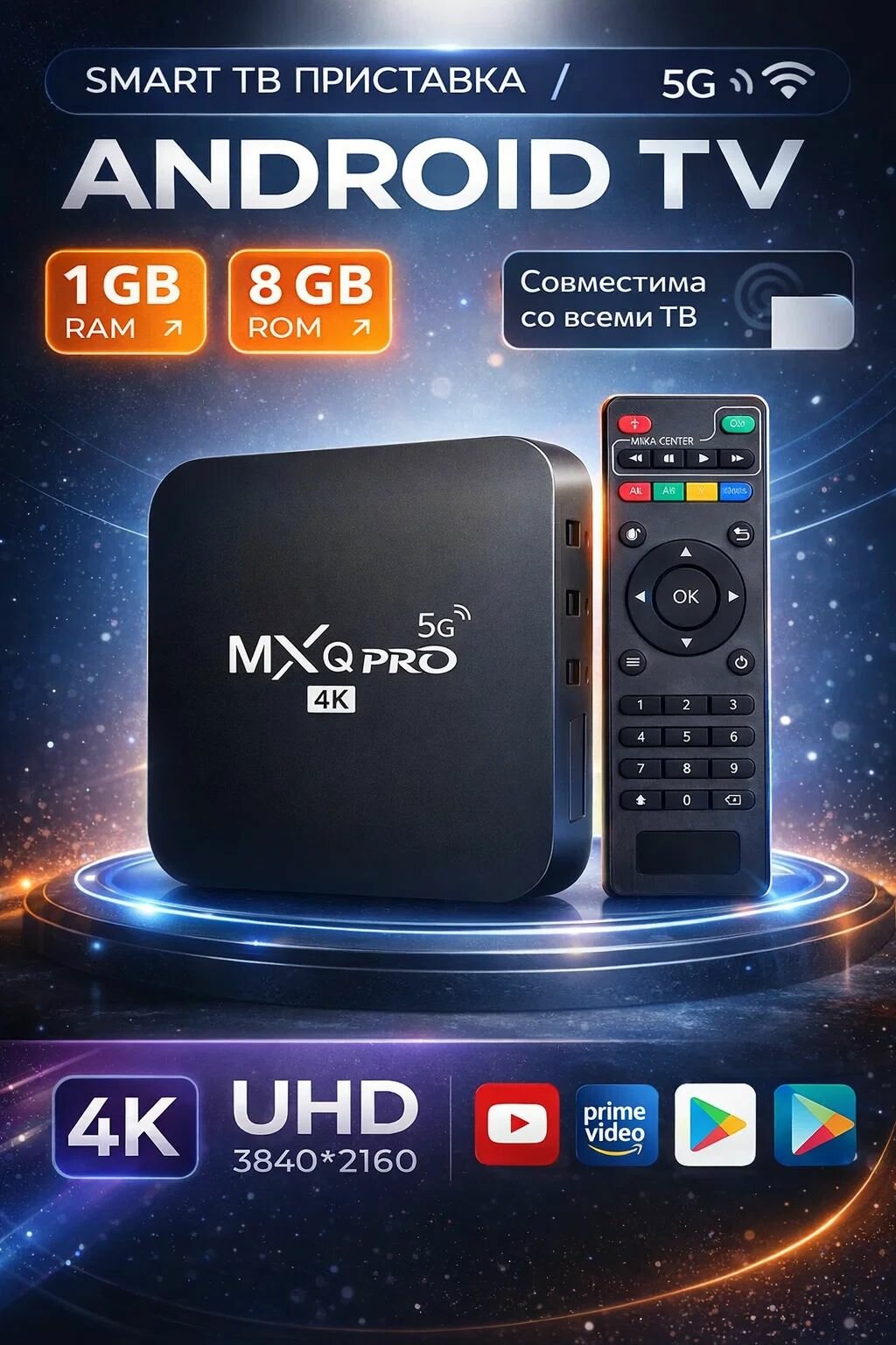 Смарт ТВ приставка для телевизора MXQ Android 10, TV Box 4K, медиаплеер, TV Box для Smart TV