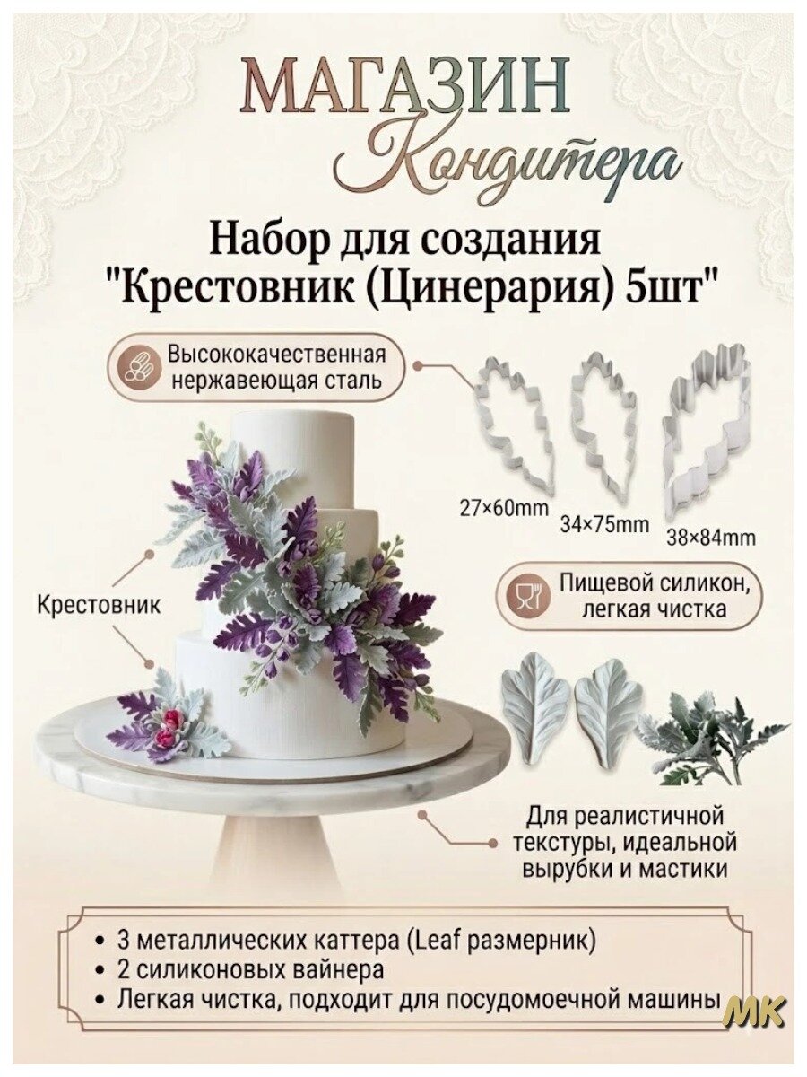Набор для создания "Крестовник(Цинерария) 5шт" для мастики и полимерной глины