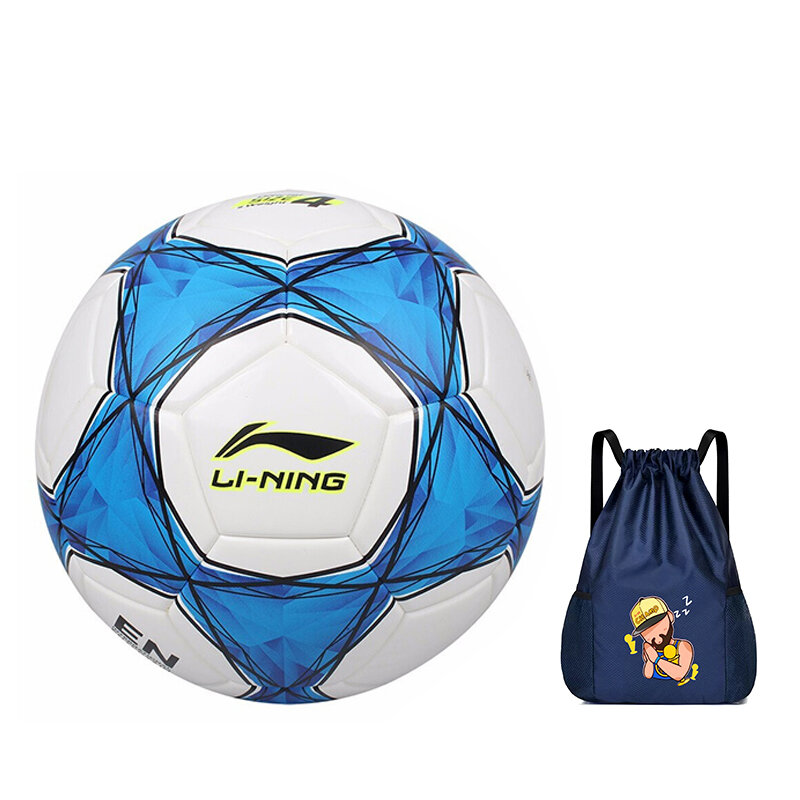 Футбольный мяч унисекс Li Ning TPU бесшовный термосварной синий белый, 4 размер