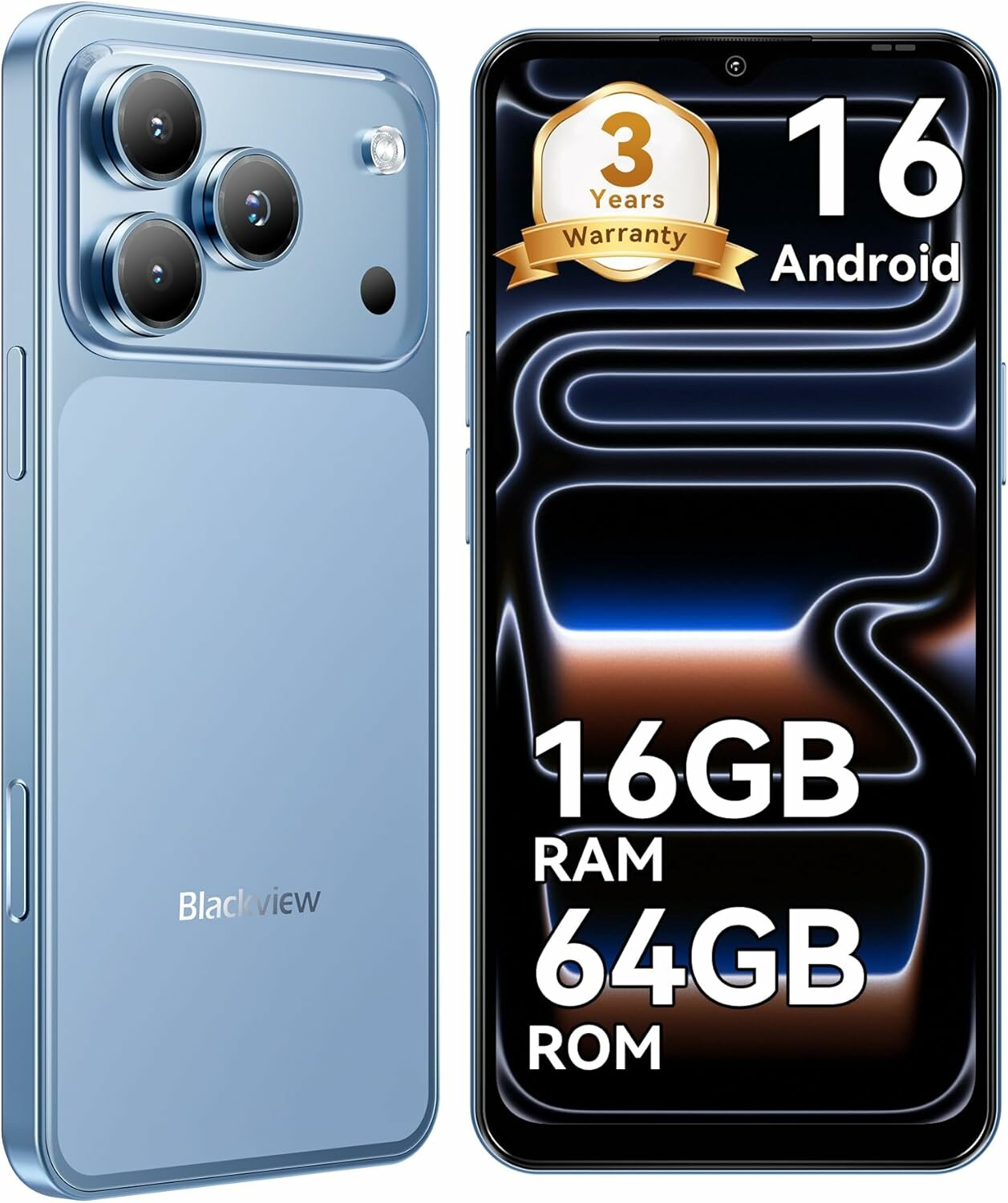 Blackview Wave 7C, Android 16, 6,56-дюймовый экран, 4 ГБ ОЗУ, 64 ГБ ПЗУ, 5000 мАч