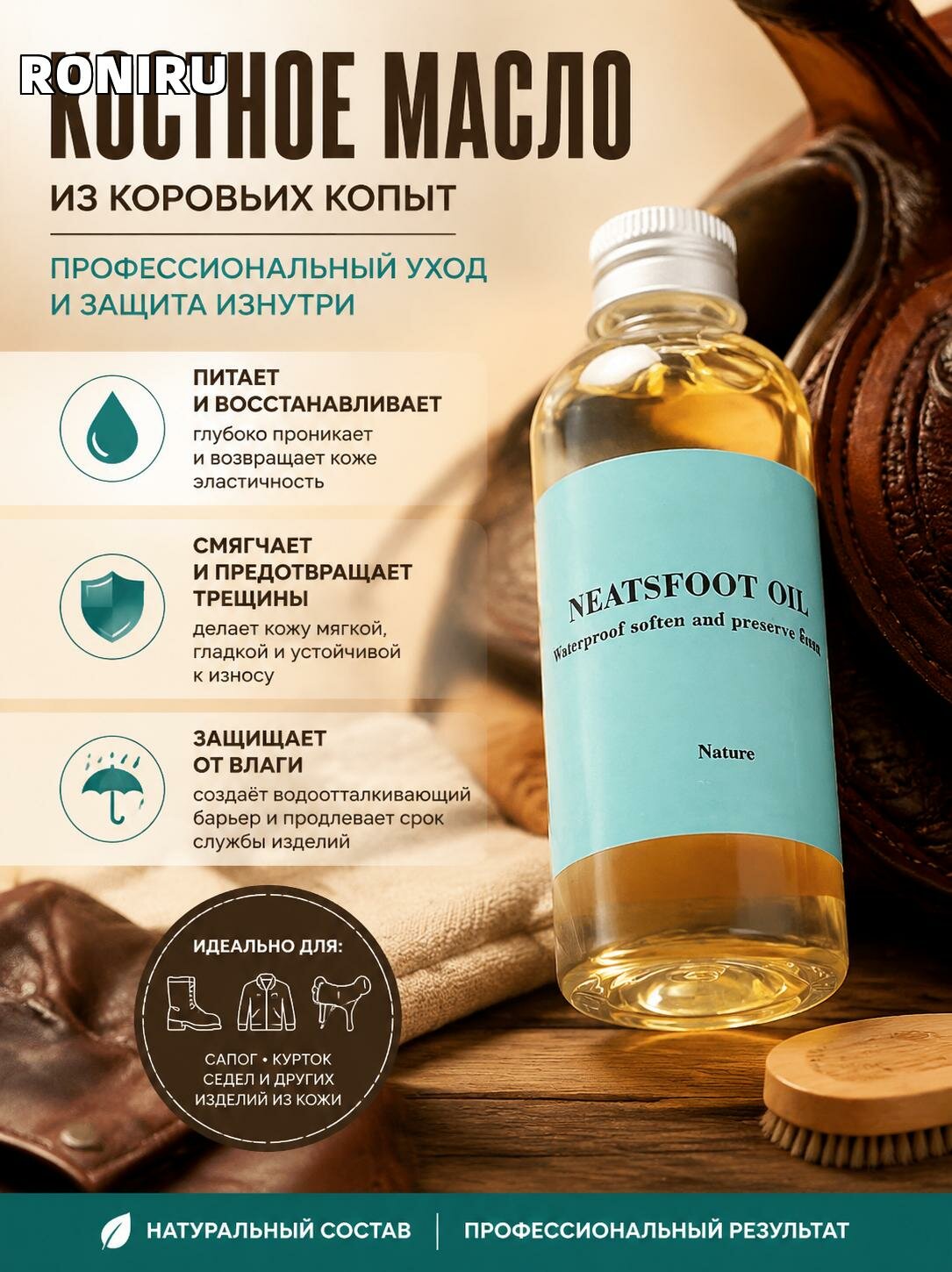 Костное масло из коровьих копыт для ухода за кожей: питание, смягчение и защита от влаги для сапог, курток, седел