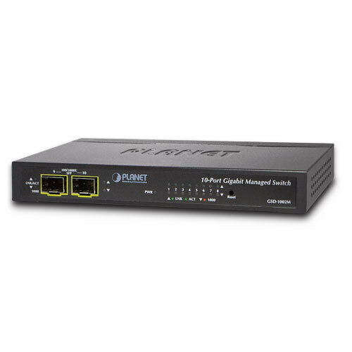 Коммутатор 8-port 1Gbit Planet (8xRJ45/2xSFP/металл/управляемый L2/Dual Power Design/802.3af/at PoE)