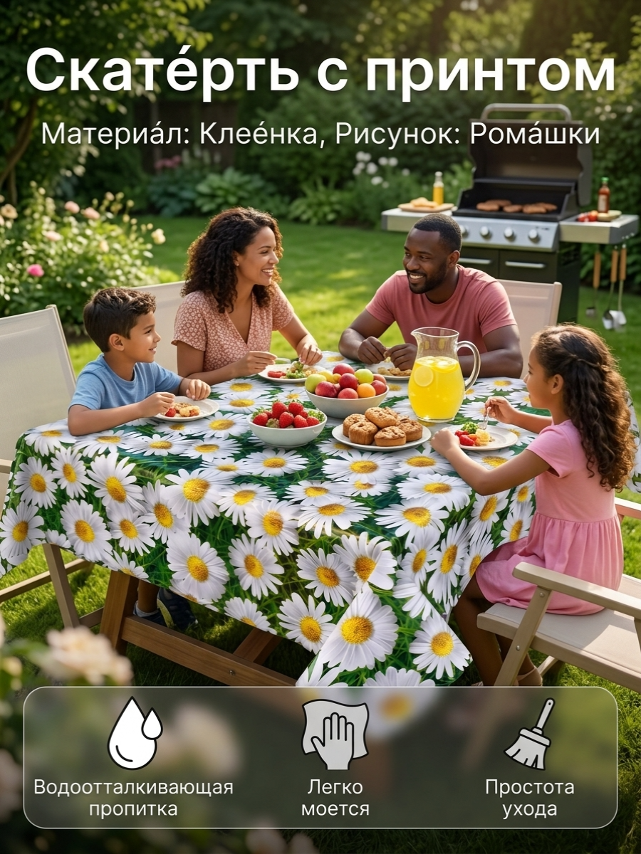 Laid Table, Клеенка на стол на кухню, Скатерть 110х140 тканевая основа, водоотталкивающая , праздничный декор дом, дача