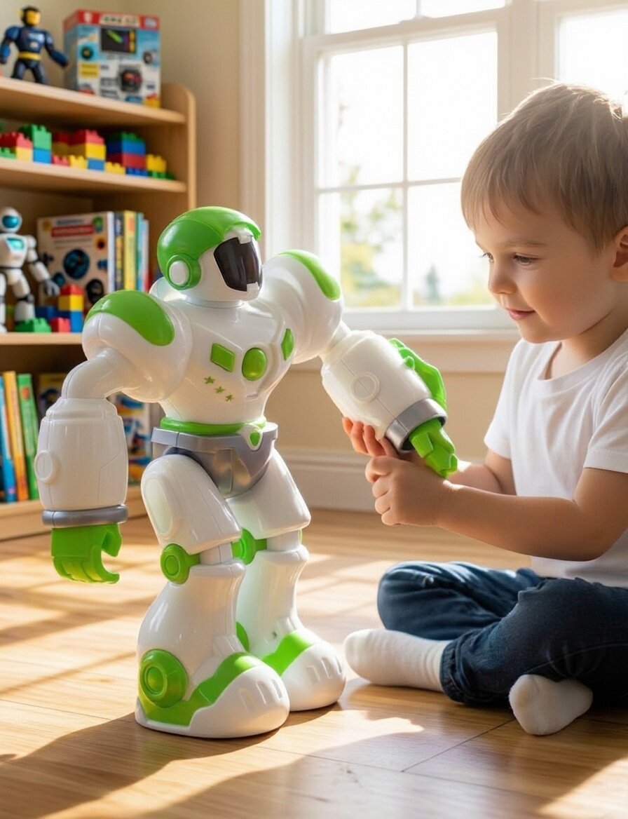 Робот ABtoys, со световыми и звуковыми эффектами, бело-зелёный