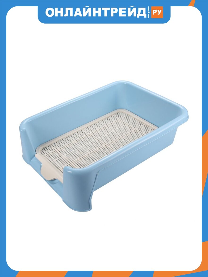 Туалет для собак Triol P587 (сетка в комплекте), голубой, 40х40х15,5 см