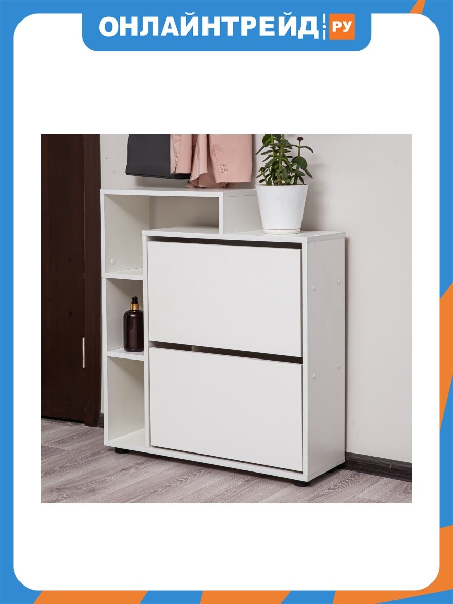 Обувница Letta Ultra Plus вертикальная 2 секции Белое тисн. 750х859х246