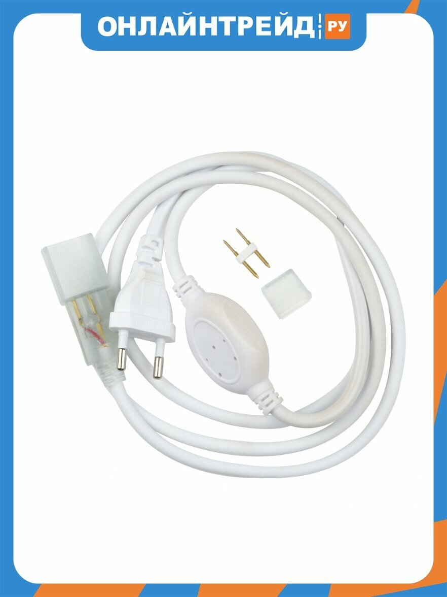 Провод электрический Uniel UCX-SP2/N21 WHITE 1 STICKER для светодиодных лент ULS-N21 NEON 220В, 8x16мм, 2 контакта. Цвет белый. TM .