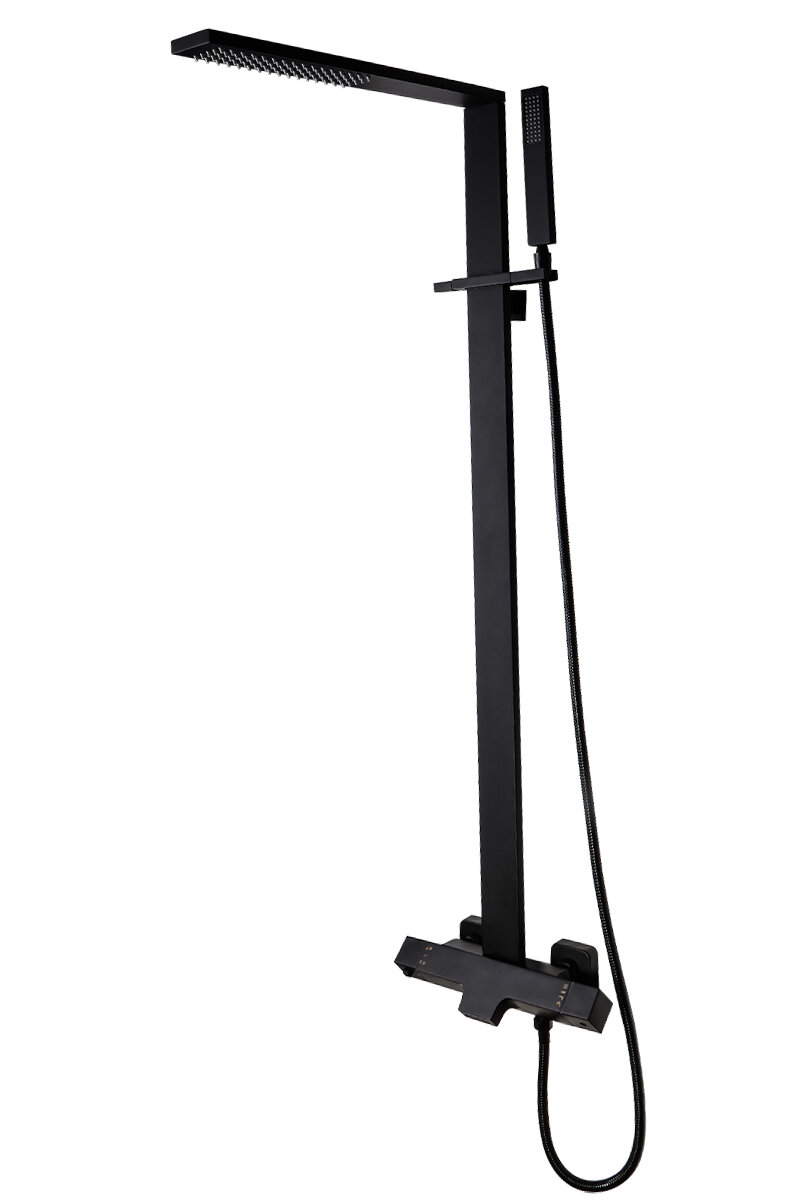 Душевая система c термостатом EKKO by Maxonor MN2489-7 с тропическим душем, ручной лейкой и смесителем, Черная