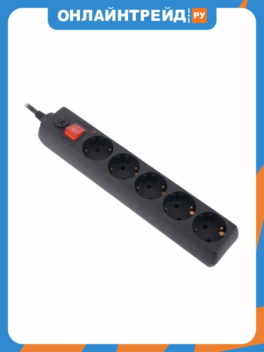 Сетевой фильтр PC Pet AP01006-3-B 3м (5 розеток) черный (пакет ПЭ)