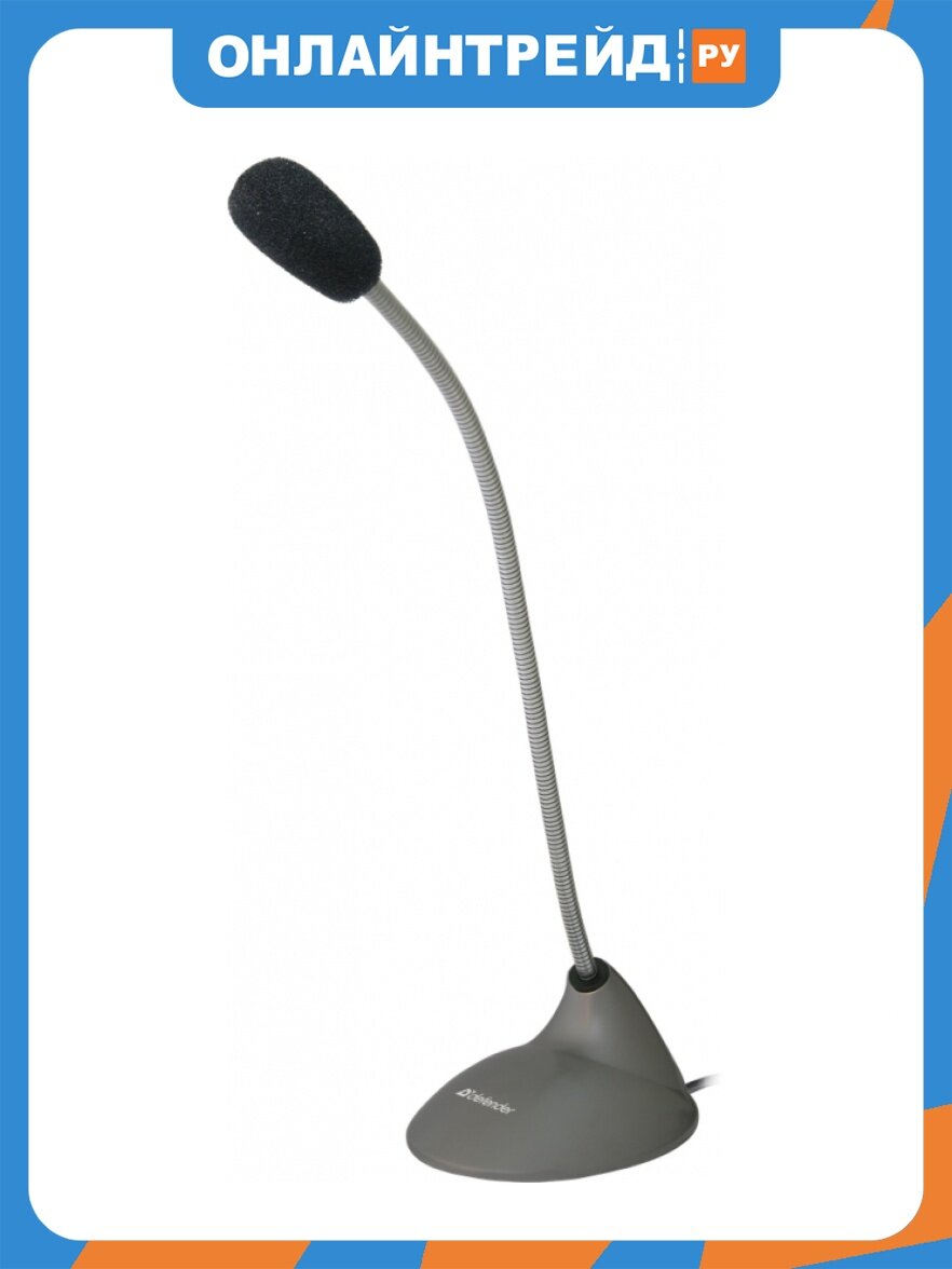 Микрофон компьютерный Defender MIC-111 серый, кабель 1,5 м (64111)