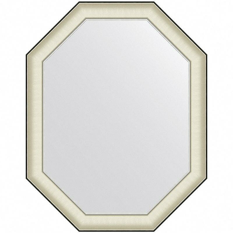 Зеркало Evoform Octagon 94x74 BY 7445 в багетной раме - Белая кожа с хромом 78 мм